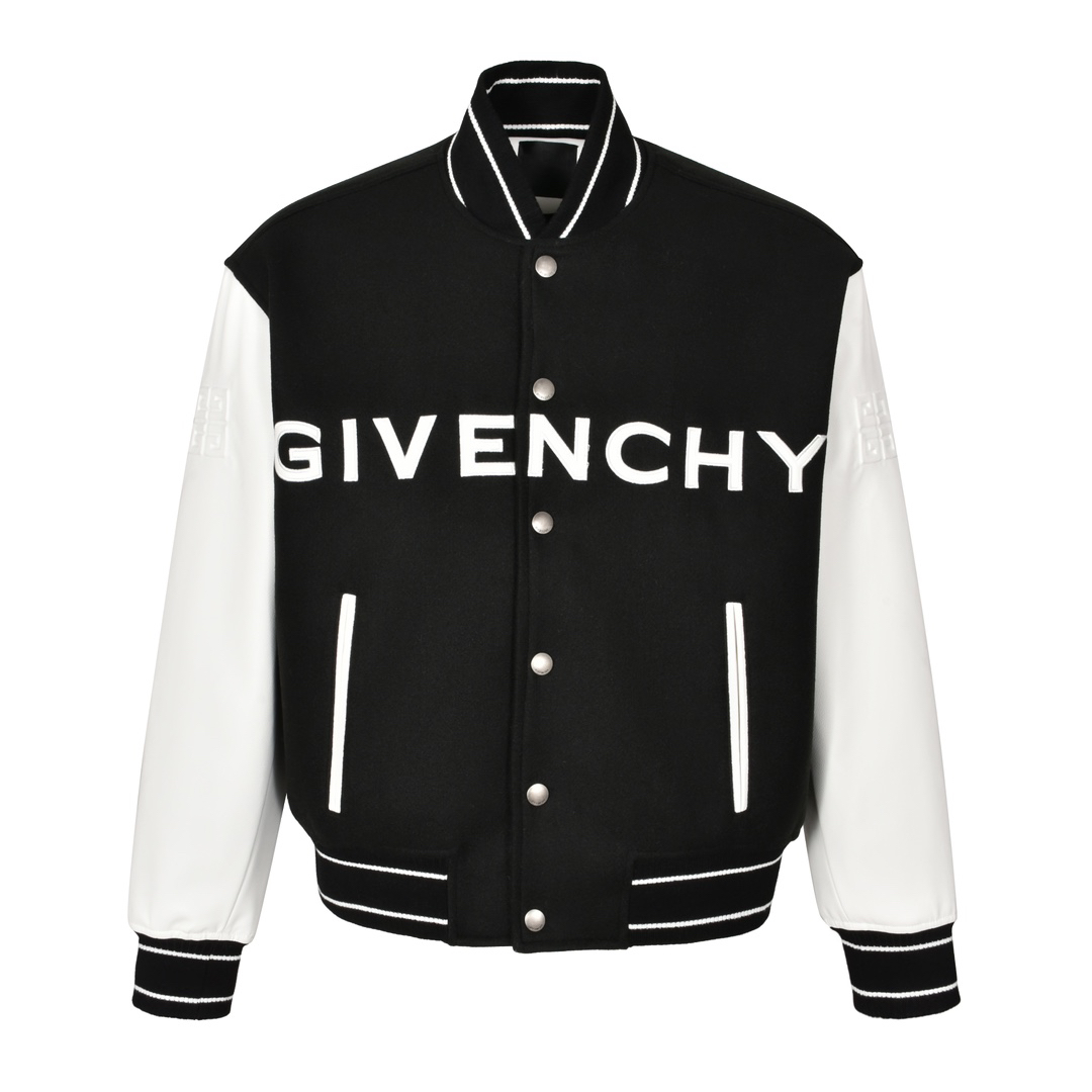 Leather slogan baseball jacket - Fowlkees